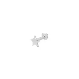 VANCHI 14k Solid White Gold Star Flat Back Stud - Silver