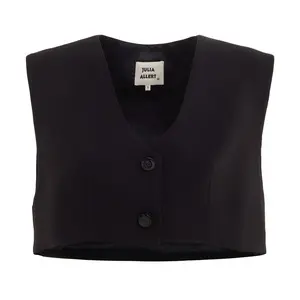 JULIA ALLERT Cropped Button-front Vest - Black