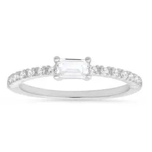 KYLIE HARPER Sterling Petite East/west Baguette-cut Diamond Cz Band Ring - Silver