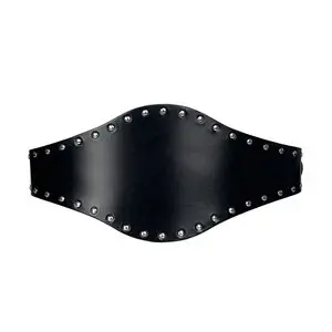 HAUTE CUIR Studded Cleope Wide Leather Belt - Black
