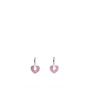 ADDICTED2 Pink / Silver Danae Stud Earrings With Pink Heart - Pink/silver