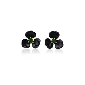 MILOU JEWELRY Petal Flower Earrings - Black