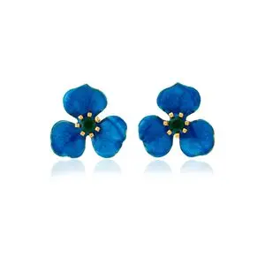 MILOU JEWELRY Petal Flower Earrings Blue