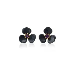 MILOU JEWELRY Petal Flower Earrings - Grey