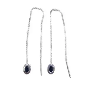 AMY DELSON JEWELRY Black / Silver Thelma Black Onyx Sterling Silver Threader Earrings - Black/silver
