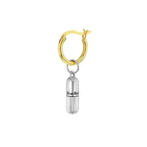TRUE ROCKS Sterling Silver Pill On Plated Huggie Hoop Earring - Gold