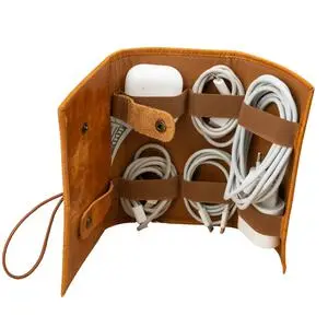 LEATHERE Leather Travel Tech Organizer Riverside - Brown