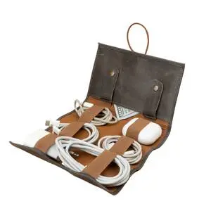 LEATHERE Leather Travel Tech Organizer Riverside - Grey