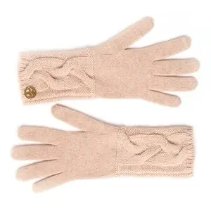 BEL CASHMERE Neutrals Cable Knitted Cashmere Gloves - Beige