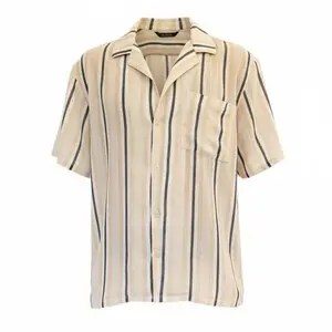 ORIGIN OF HEARTS Neutrals Senai Striped Cotton Resort Shirt - Black