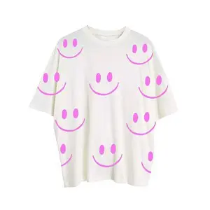 QUILLATTIRE White / Pink White Pink Smiley Face Tee