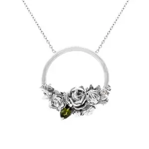 LEE RENEE Rose Halo Diamond & Tourmaline Necklace - Silver