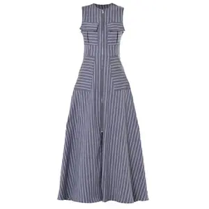 METAMORPHOZA Long Denim Striped Dress In Dark - Blue