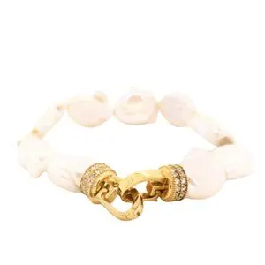 LINYA JEWELLERY Molly Stone Baroque Pearl Bracelet - Gold