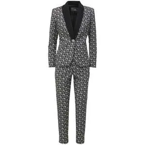 Layo G S Stretch Patterned Boss Suit Set Tan Brown & Black Pattern