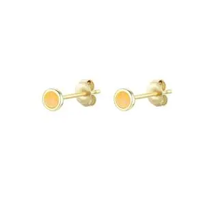 KAMARIA Mini Round Opal Stud Earrings Tangerine - Orange