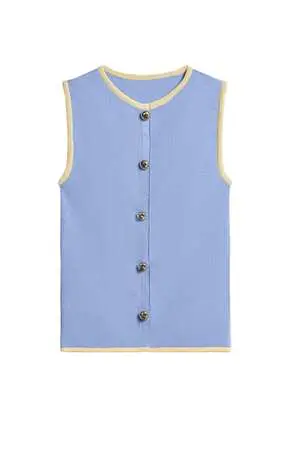 NOCTURNE Button-embellished Knit Top - Blue