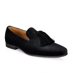 DAVID WEJ Bradford Velvet Tassel Loafers - Black