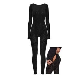 MONOSUIT Customisable Eco Allure Seamless Lace Catsuit In Econyl - Black
