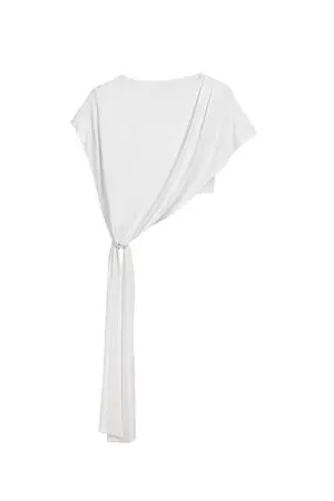 NOCTURNE Asymmetric Tie-front Crop Top - White