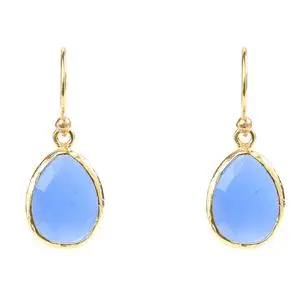 LATELITA Gold / Blue Petite Drop Earrings Dark Blue Chalcedony Gold - Gold/blue