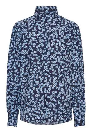 GROBUND The Sonja Shirt The One With A High Collar In With Flowers - Blue