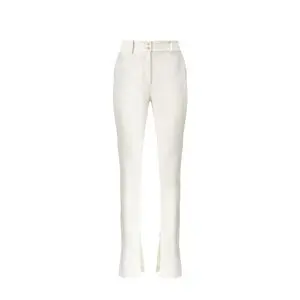 LITA COUTURE Topstitch Detail Cotton Trousers - White