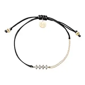 ADRIANA PAPPAS DESIGNS Cz Crystal Bar Bracelet On Colored Cord - Black