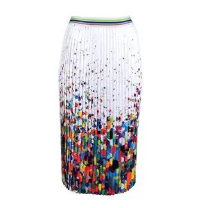 LALIPOP DESIGN Splash Of Color Pleated Midi Skirt - White