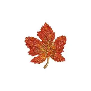 CHANEL JOAN ELKAYAM Crystal Maple Leaf Brooch - Gold/orange/red