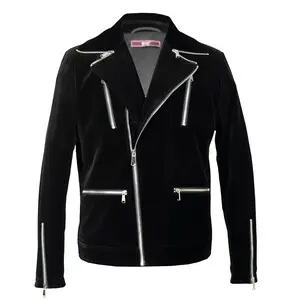 DAVID WEJ Washington Corduroy Biker Jacket - Black