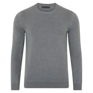 PAUL JAMES KNITWEAR Midweight Cotton Beckham Knitted Sweatshirt Pewter - Grey