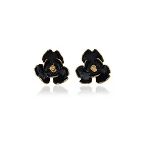 MILOU JEWELRY Rose Flower Earrings Black