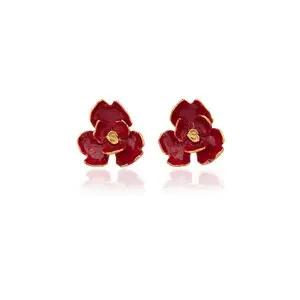 MILOU JEWELRY Rose Flower Earrings - Red