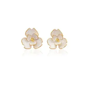 MILOU JEWELRY Rose Flower Earrings White