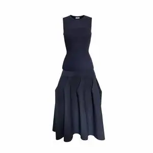 LONDON ATELIER BYPRODUCT Navy Knitted Top And Skirt Co-ordinates Set - Blue