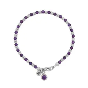 NELLOU JEWELLERY Linear February Birthstone Bracelet Amethyst Sterling Silver - Purple