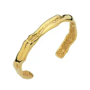 LINYA JEWELLERY Medusa Amorf Thin Cuff Bracelet - Gold