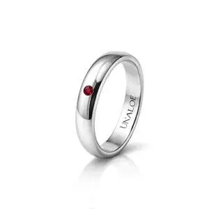 UNALOE Red / Silver Smooth Sterling Silver Band Ring With Ruby: A Symbol Of Passion And Inner Strength - Red/silver