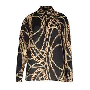 CIRCULAR PATH Black / Gold Long Sleeve Oversized Shirt Black-gold Chains - Black/gold