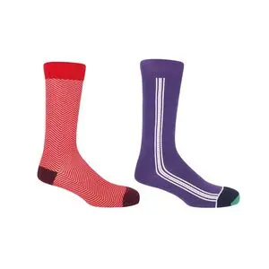 PEPER HAROW - MADE IN ENGLAND Red Lux Taylor & Purple Andover Socks Two Pack - Purple/red