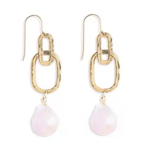 N'DAMUS LONDON Hatton Forge Duo Brass Medium Pearl Earrings - Gold