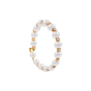 Saachi Pearl & Crystal Strand Cuff - Gold