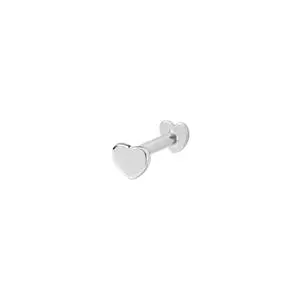 VANCHI 14k Solid White Gold Heart Flat Back Stud - Silver