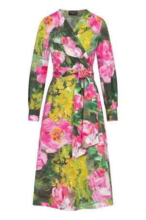 MARIANNA DÉRI Water Lily Wrap Dress - Green/pink