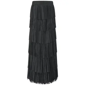 SMART AND JOY Tiered Frill Mesh Skirt - Black