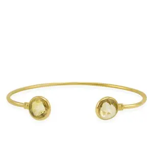 VINTOUCH ITALY Yellow / Gold Sorrento Gold Vermeil Citrine Cuff Bracelet - Yellow/gold