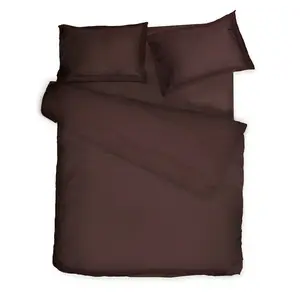 DECOFLUX HOME Cotton Bed Linen Set Solid Chocolate Oud - Brown