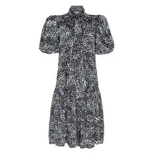LISA THE LABEL Silk Satin Plum Blossom Shirt Dress