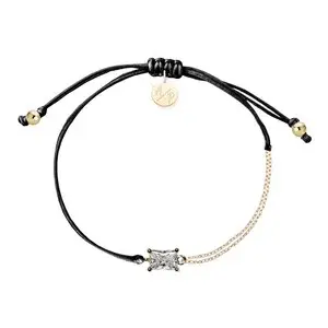 ADRIANA PAPPAS DESIGNS Cz Emerald Cut Bracelet On Colored Cord - Black